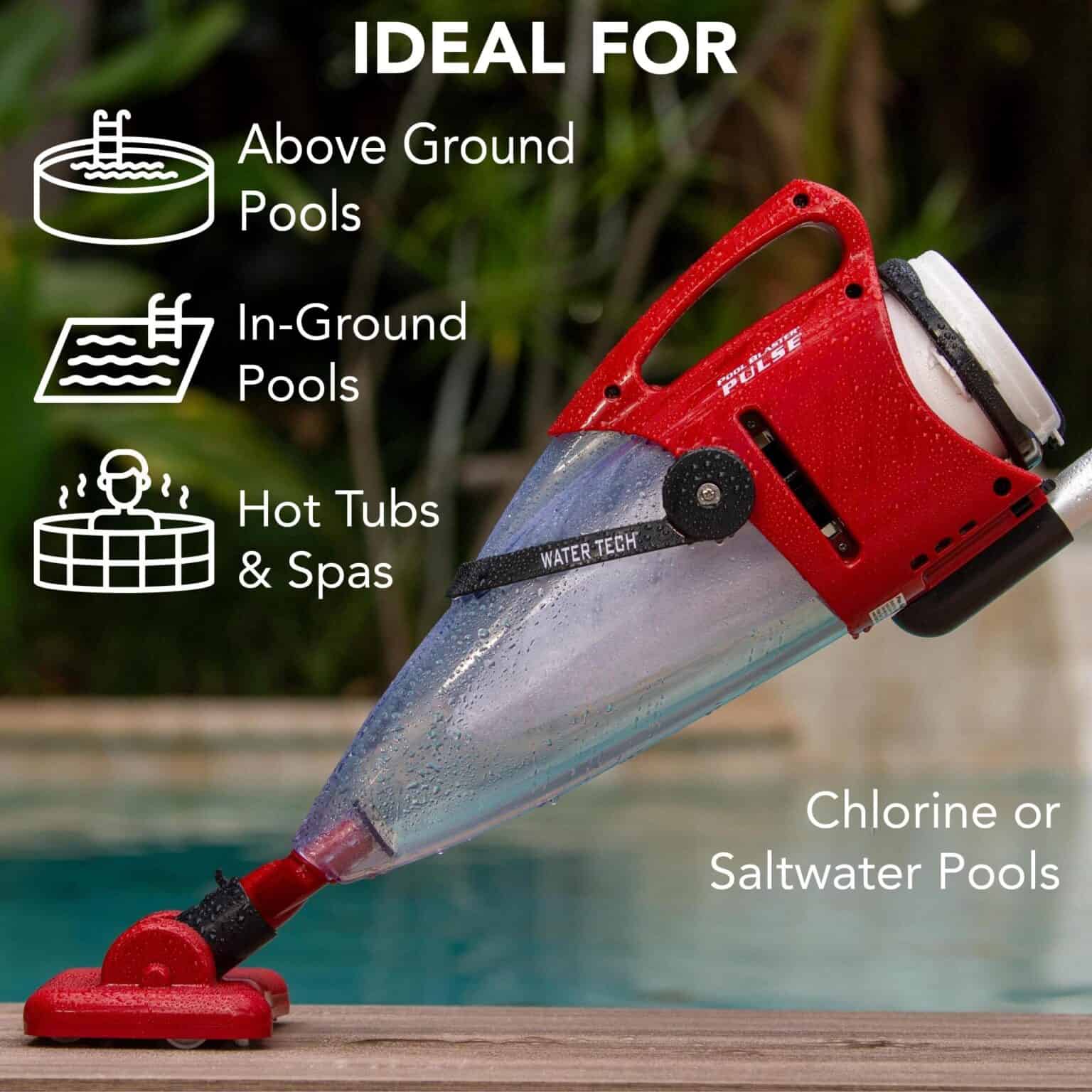 POOL BLASTER Pulse Cordless Pool Vacuum w/Pole Set - Large Debris ...