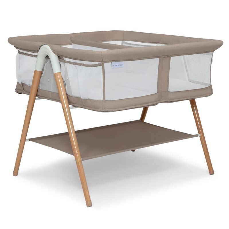 Delta Children Bondi Beechwood Twin Bassinet with PureAir Breathable ...